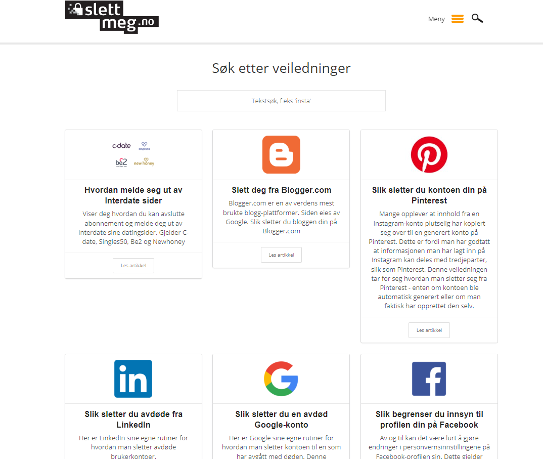 Slettmeg - gratis råd og veiledning - Seniornett Norge